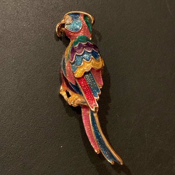 Jewelry | Colorful Vibrant Enamel Gold Tone Parrot Brooch | Poshmark